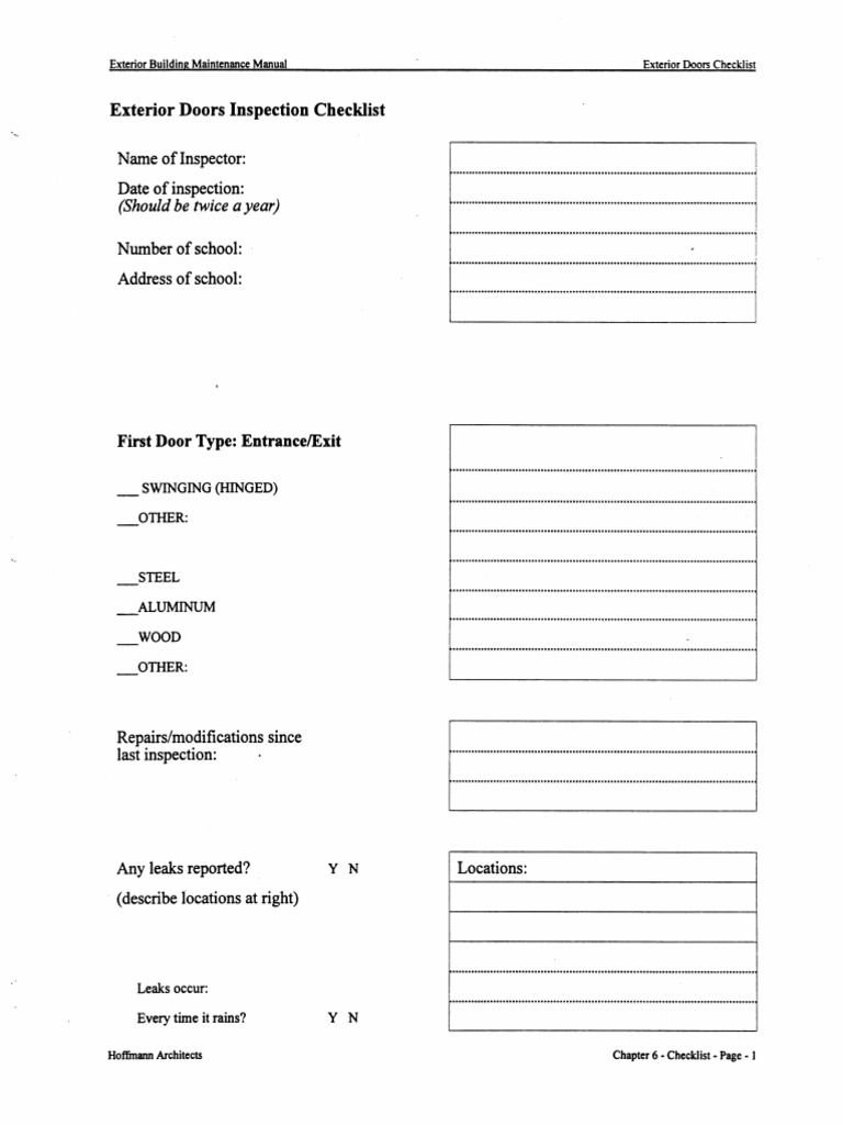 5 Exterior Doors Inspection Checklist PDF | PDF