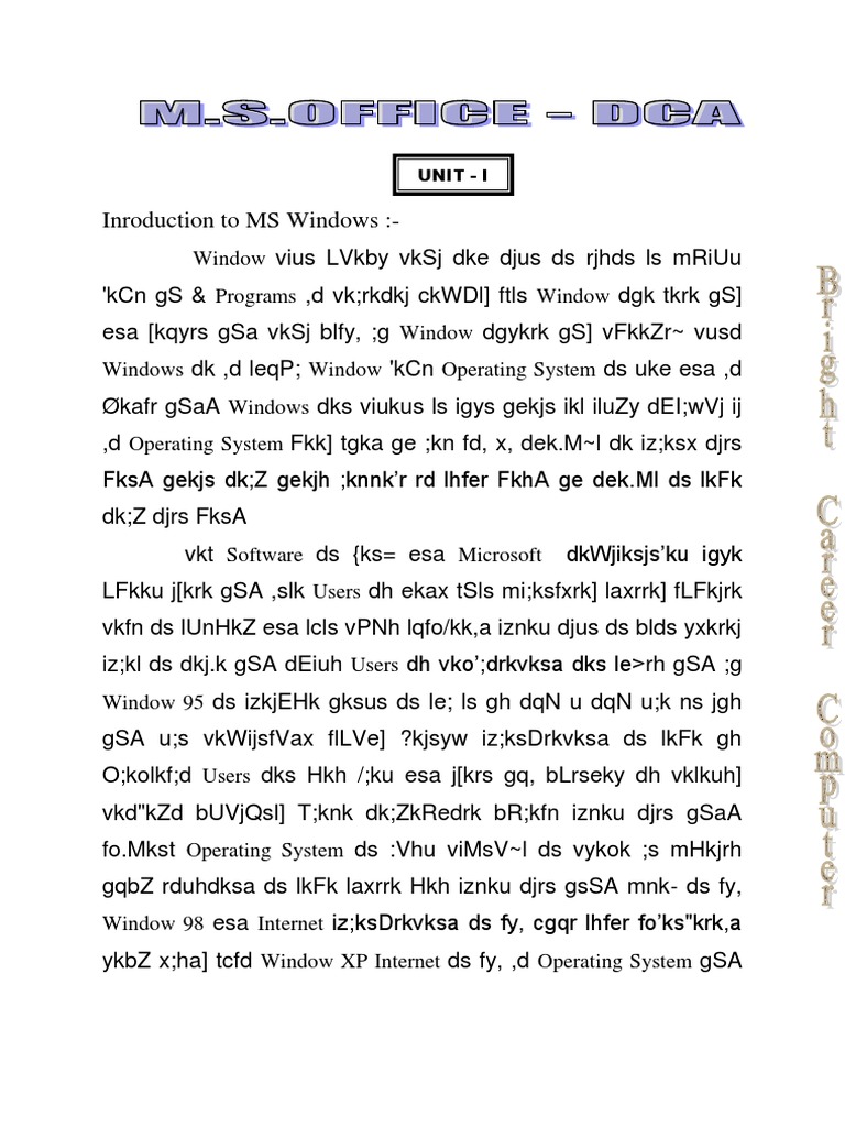 Ms Office Dca Notes Part 1 | PDF | Operating System Families | System ...