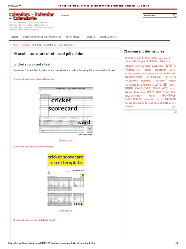 Cricket Scorecard Format In Excel