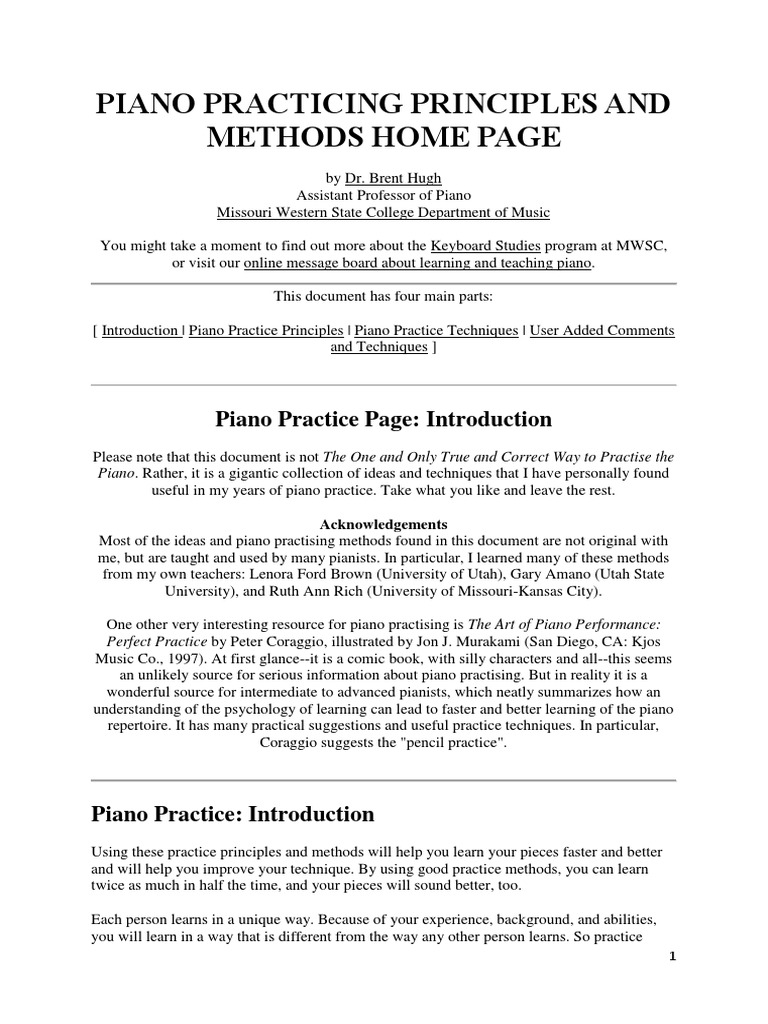 Piano Practicing Principles and Methods | PDF | Memory | Tempo
