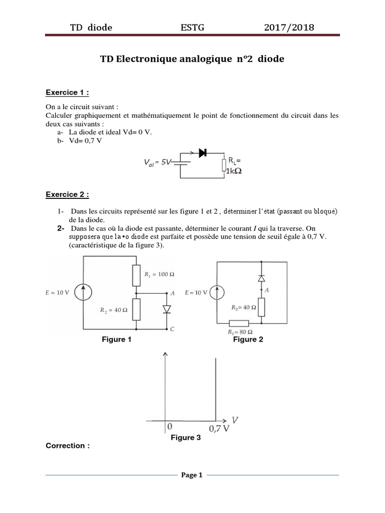 Exercices Corrigés sur les Diodes | PDF | Diode | Tension électrique