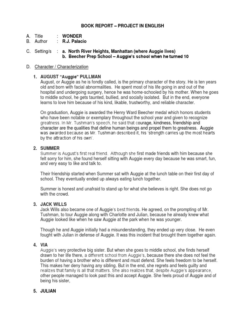 Wonder Book Report | PDF
