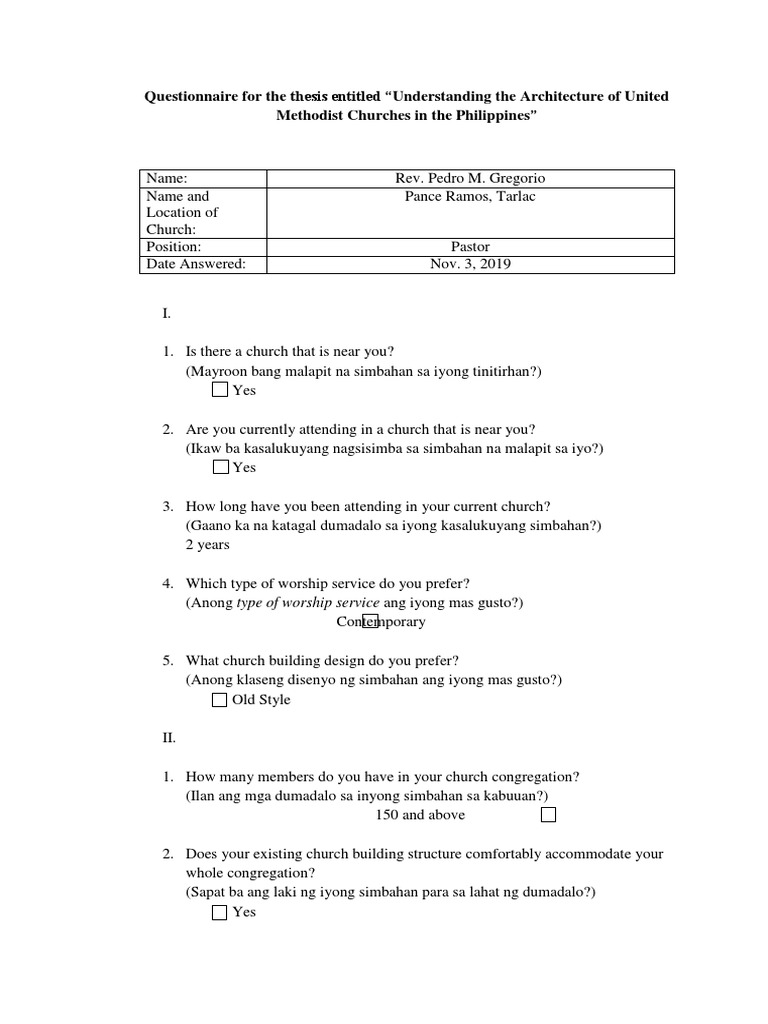 Revised Questionnaire | PDF | Christian Theological Movements ...
