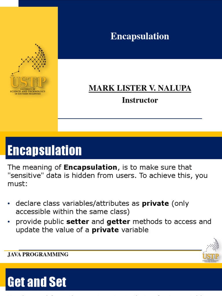8 Encapsulation Pdf Class Computer Programming Method Computer Programming
