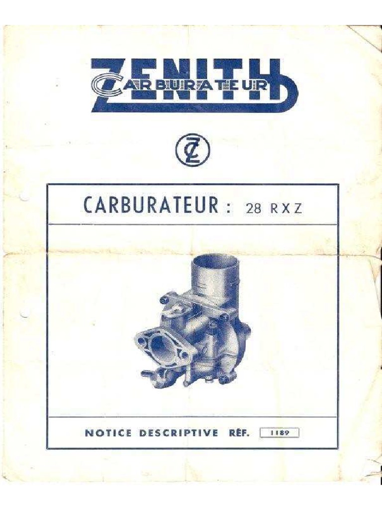 Carburateur Zenith 28 RXZ | PDF