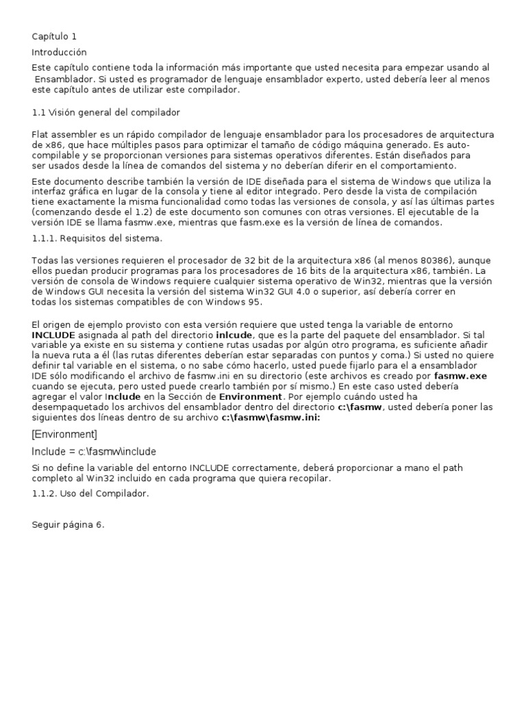 FASM | PDF | Lenguaje ensamblador | Compilador