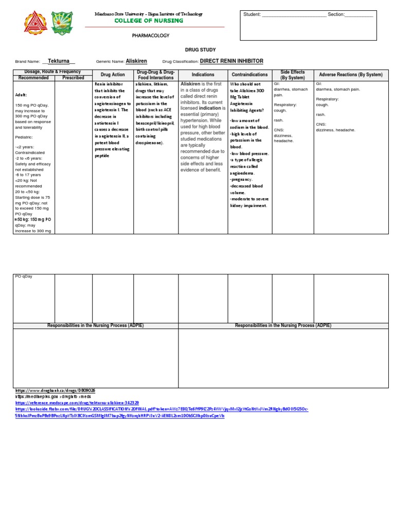 Understanding Aliskiren (Tekturna): A Direct Renin Inhibitor | PDF ...