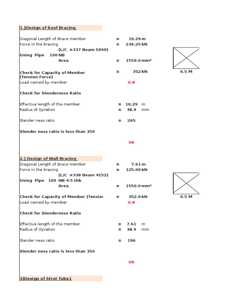 Design and Analysis of Roof and Wall Bracing and Strut Tubes for Steel ...