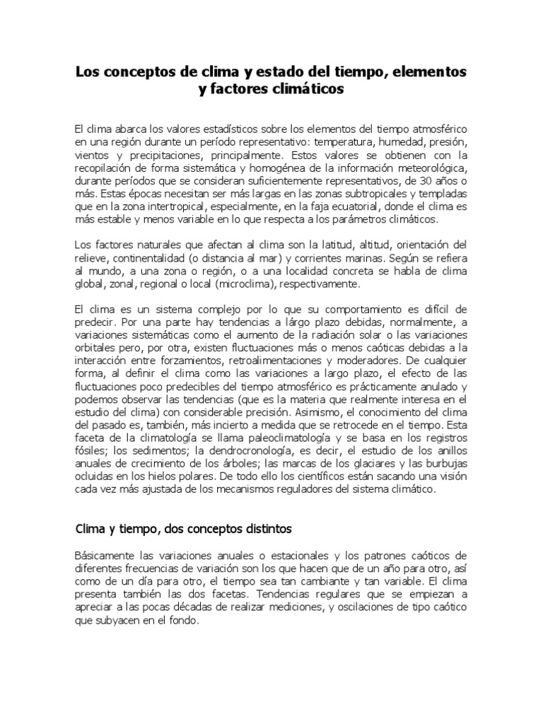 Clima y Estado del Tiempo: Conceptos Clave | PDF | Precipitación | Clima