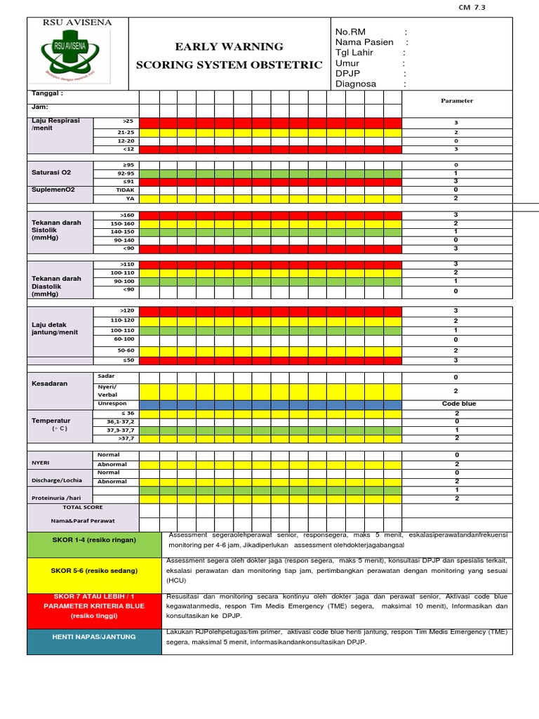 EWS DEWASA Obstetri | PDF