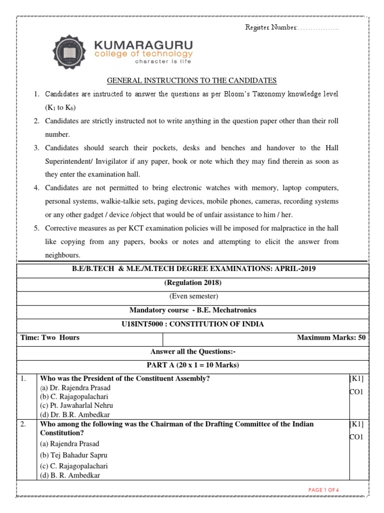 Model Question Paper | PDF | Politics Of India | Government Of India