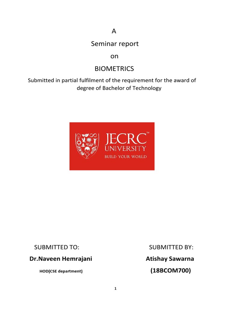 Biometrics Report | PDF | Biometrics | Fingerprint