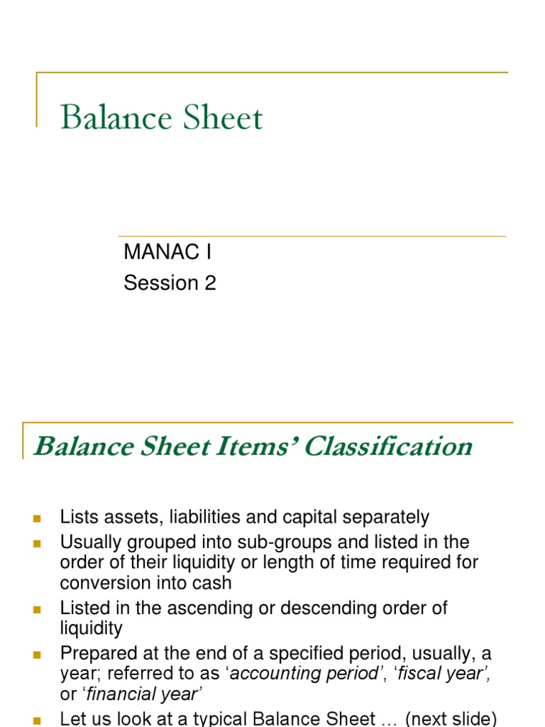 Balance Sheet-Part1-Classification of Assets | Download Free PDF ...