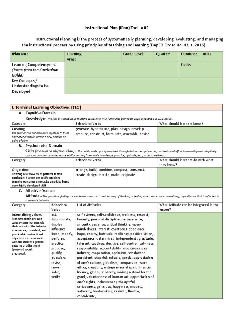 SIPP Tool - v.05 IPlan 2019 | PDF | Educational Assessment | Attitude ...