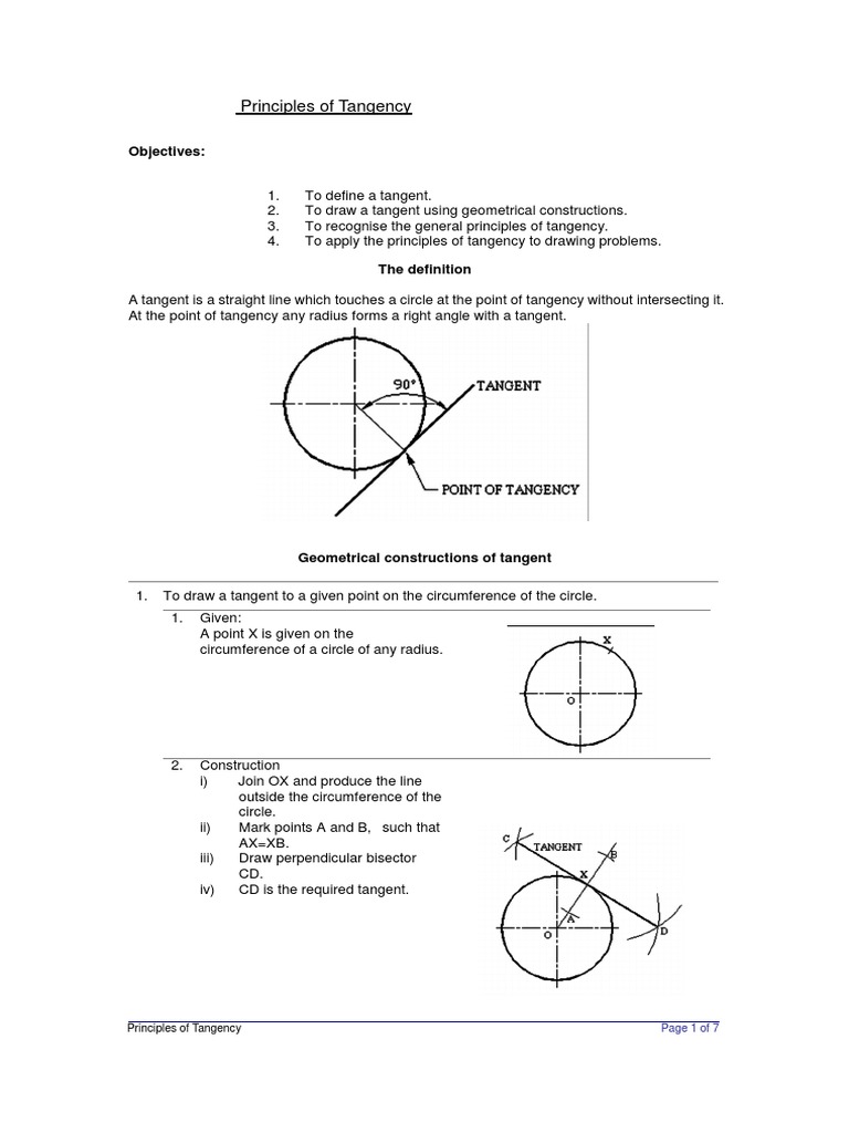 Engineering Drawing Tangency Pdf Tangent Radius