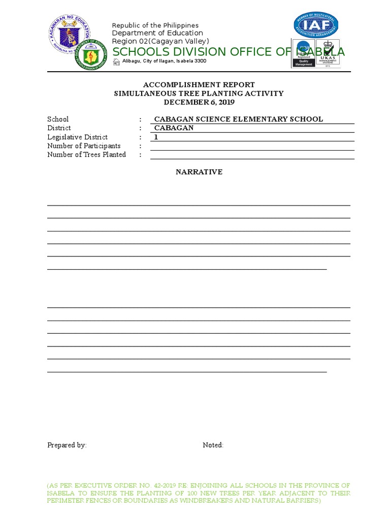 For School DRRM Coordinators (TREE PLANTING ACTIVITY) - To Be Submitted ...