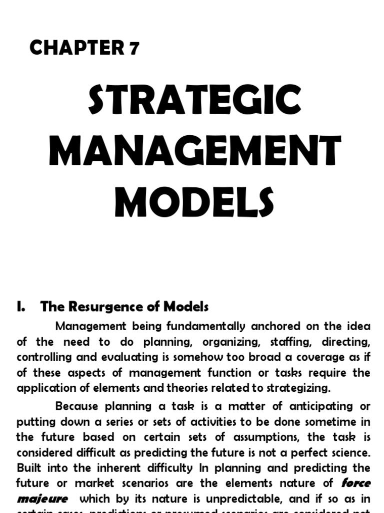 Strategic Management Models Overview | PDF | Strategic Management ...