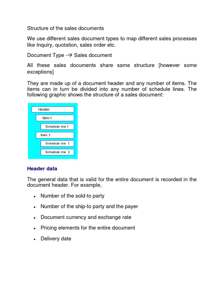Sales Document Structure | PDF | Delivery (Commerce) | Data