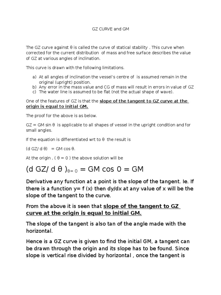 GZ Curve and Initial GM Explained | PDF