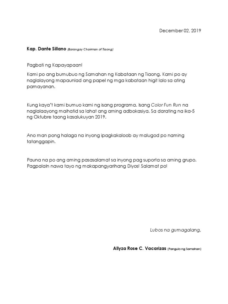 Letter para Kay Cap! | PDF