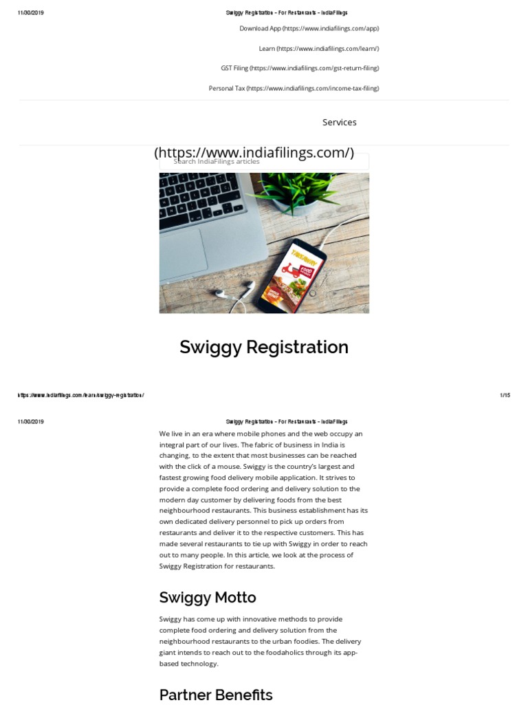 Swiggy Registration - For Restaurants - IndiaFilings | PDF | Mobile App | Economies