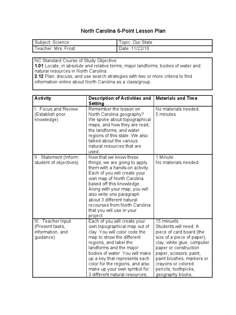6pointlessonplan 1 | PDF | Communication | Learning