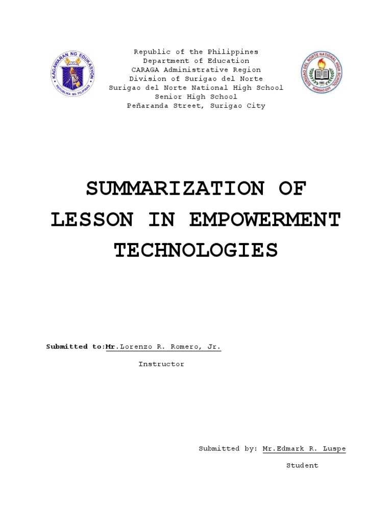 Empowerment Technologies Final Summarazation Paper | PDF | Malware ...