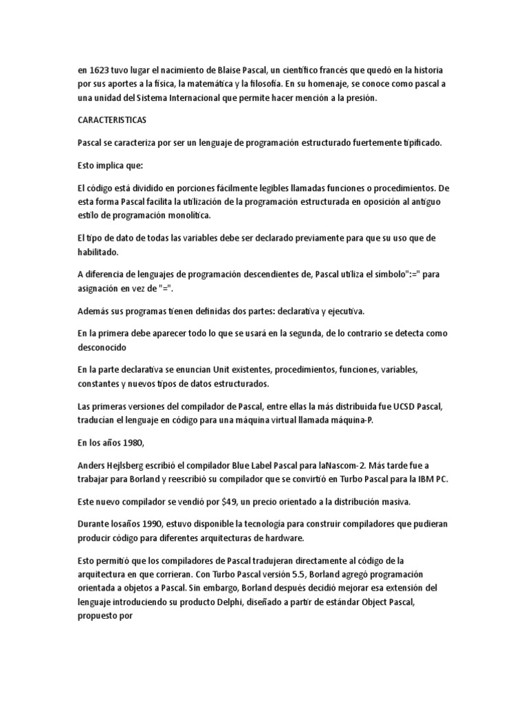 Introducción al Lenguaje Pascal y Turbo Pascal | PDF | Software | Informática