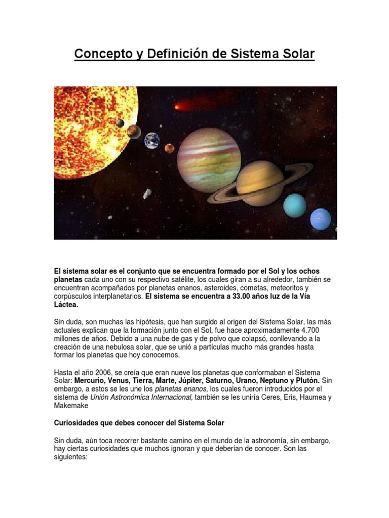 Significado De Sistema Solar Definicin Estructura E Importancia