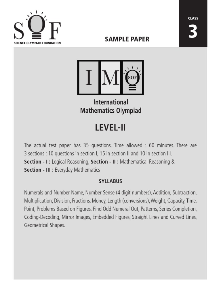 IMO Level 2 Class 3 | PDF | Numbers | Geometry