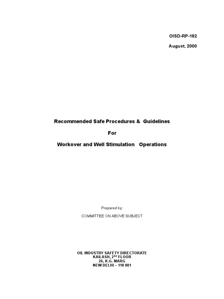 Recommended Safe Procedures & Guidelines For Workover and Well ...