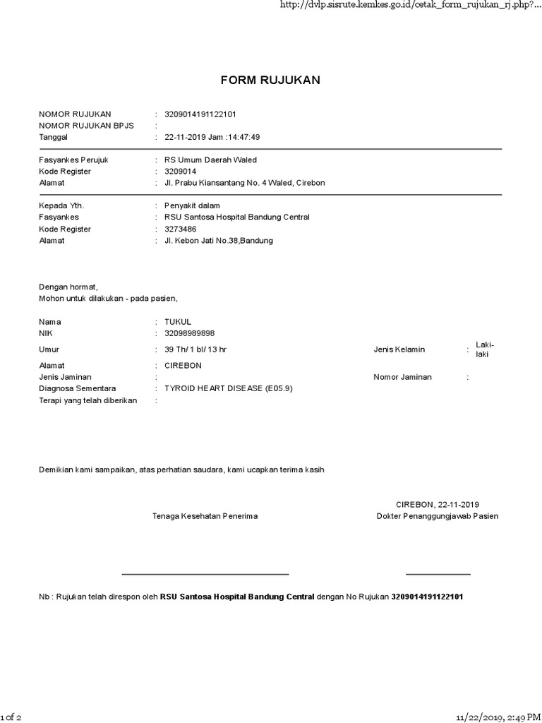 Contoh Cetak Rujukan Sisrute | PDF