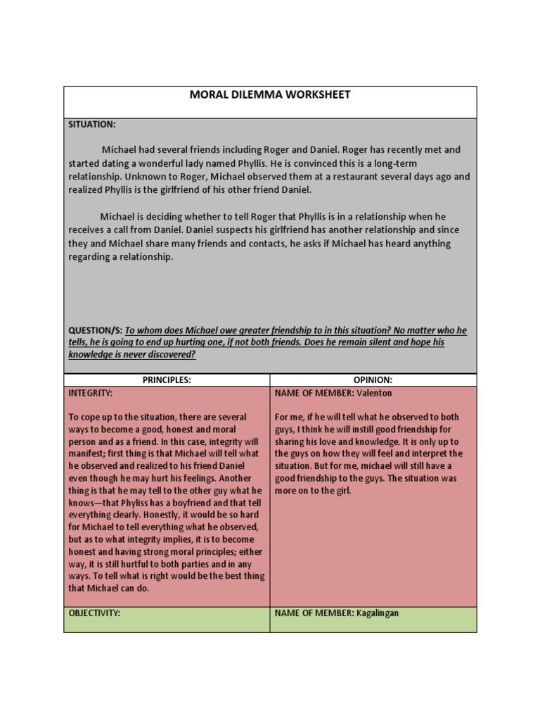 Moral Dilemma Worksheet | PDF | Objectivity (Philosophy) | Persuasion