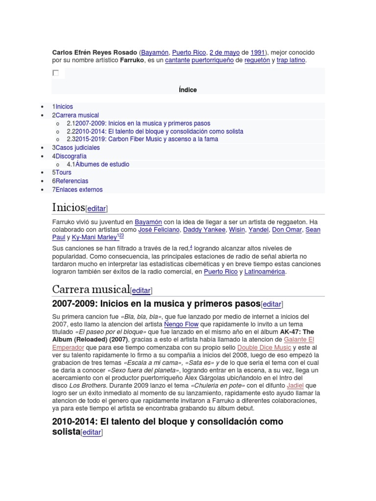 Biografía de Farruko: Inicios y Carrera | PDF | Industria de la música ...