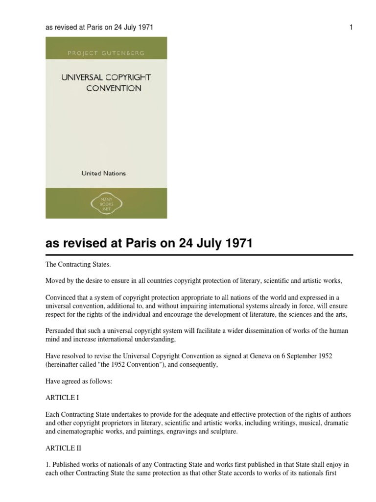 United Nations Other Universal Copyright Convention | PDF | License ...