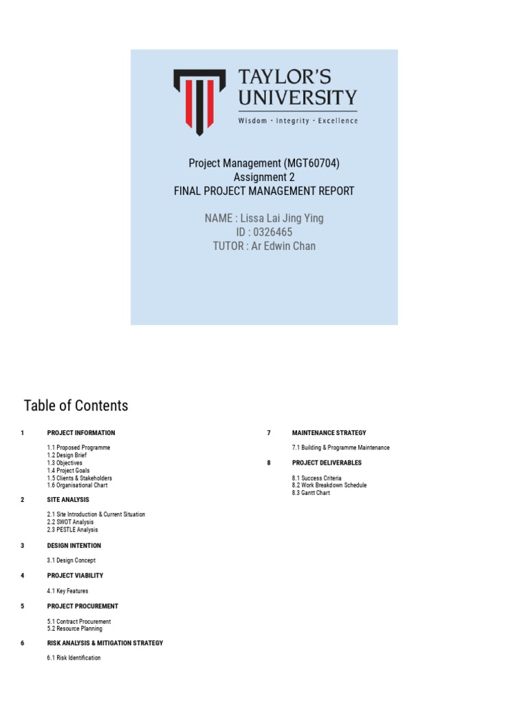 Project Management mgt60704 Assignment 2 Final Project Management ...