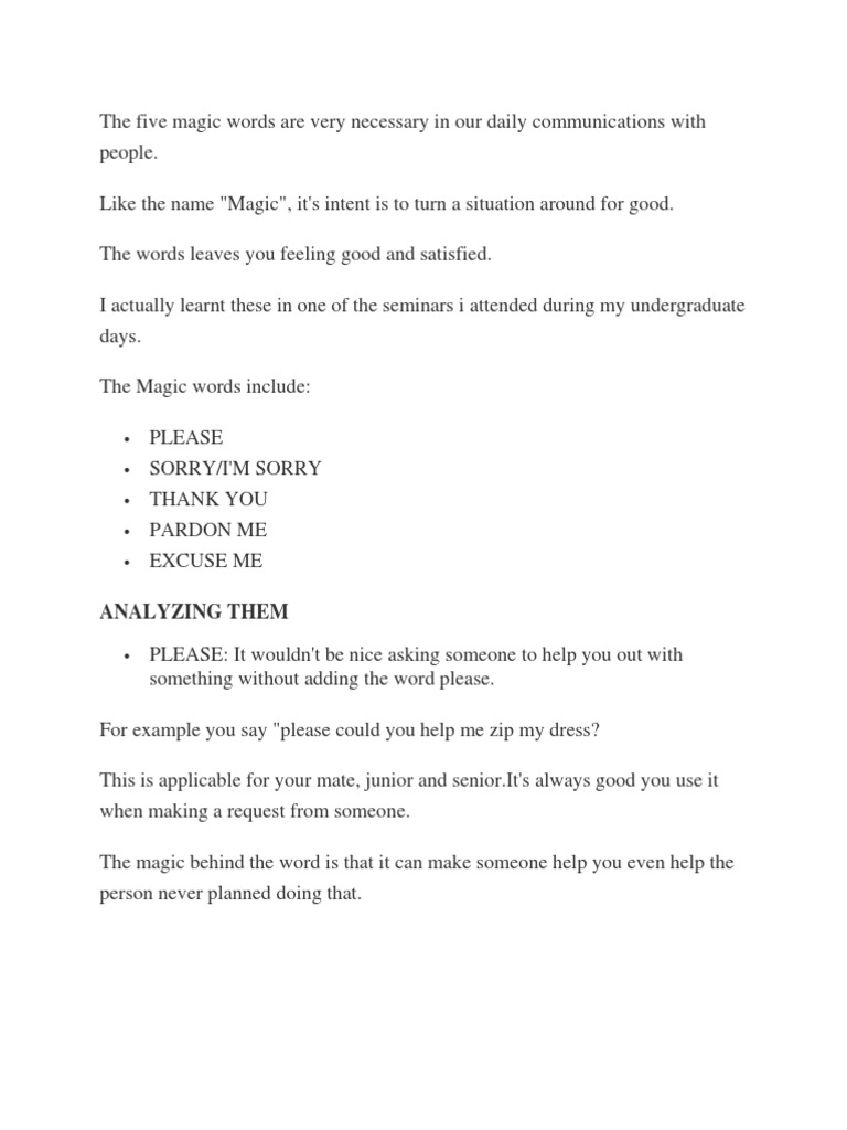 Magic Words | PDF