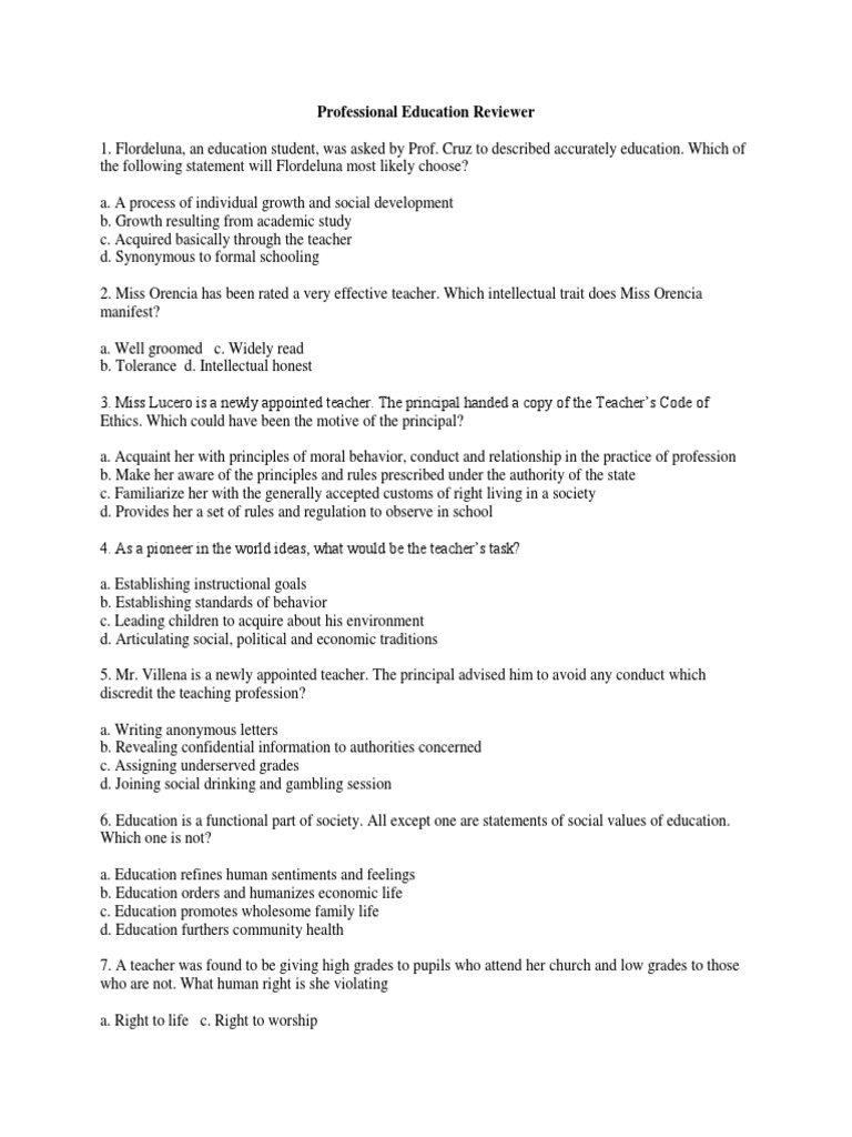 Prof Ed-100 Questions With Answer Key Ok | PDF | Experiment | Teachers