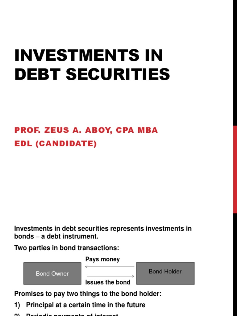 Investments in Debt Securities | PDF | Bonds (Finance) | Present Value