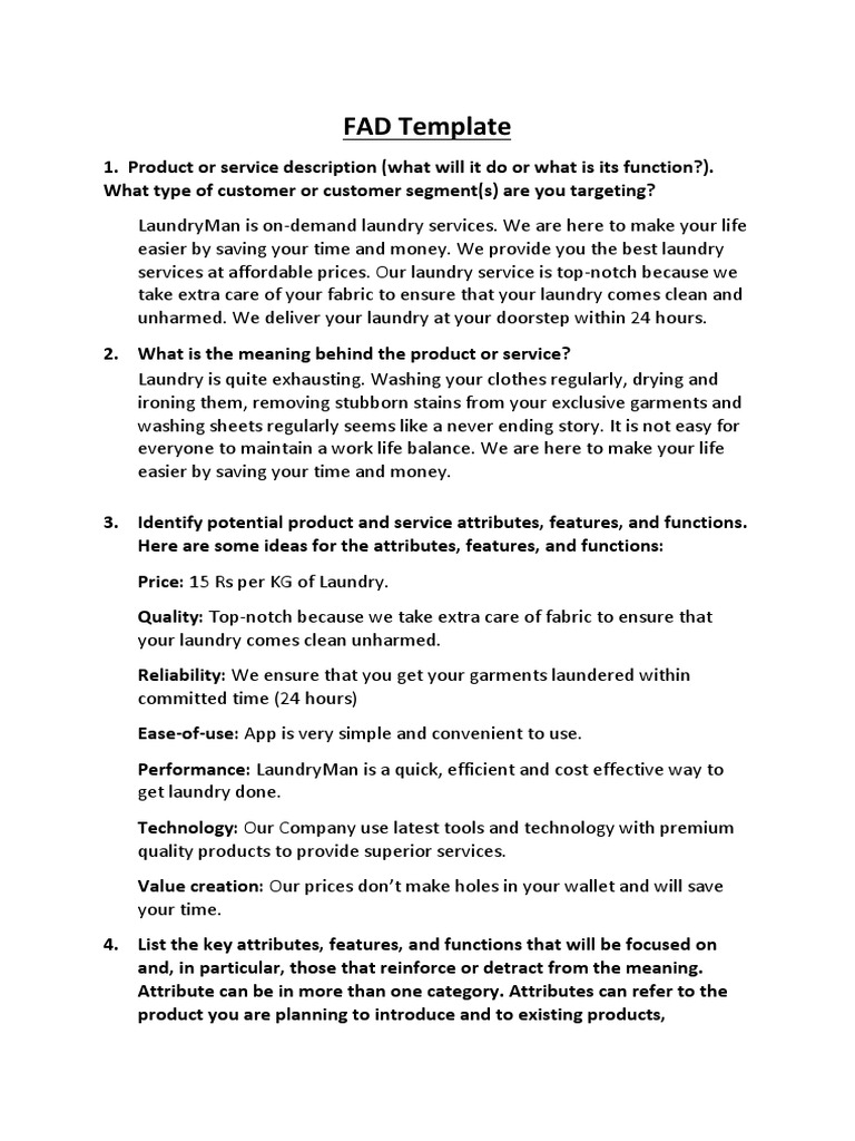 FAD Template | PDF