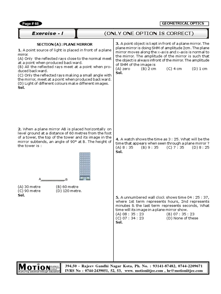 Exercise PDF | PDF | Lens (Optics) | Refraction