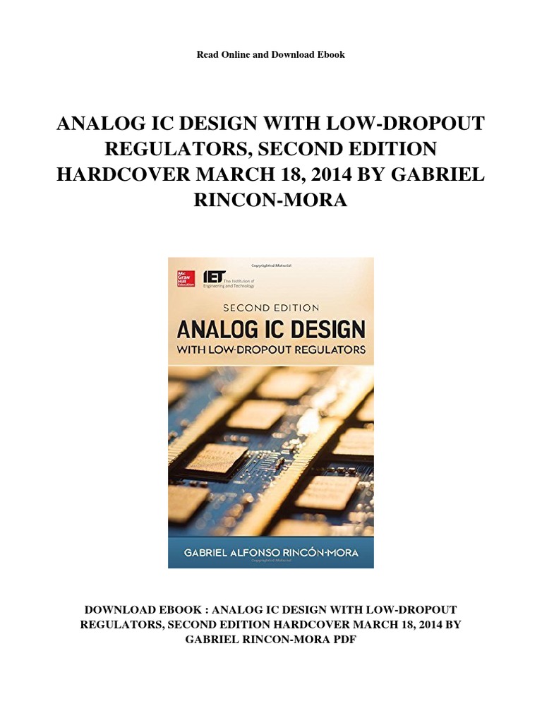Analog Ic Design With Low Dropout Regulators Second Edition Hardcover ...