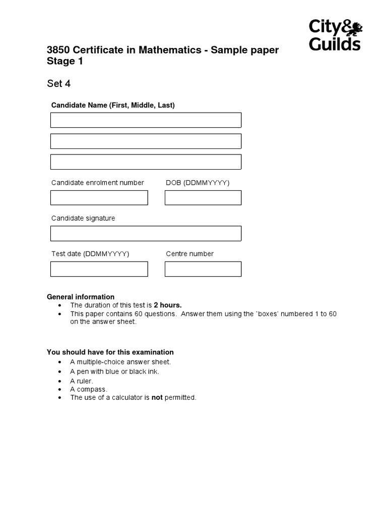 Stage 1 Maths Sample Paper | PDF | Fahrenheit | Area