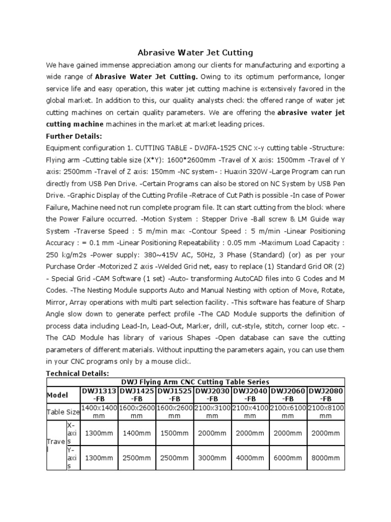 Water Jet Portfolia | PDF | Numerical Control | Pump