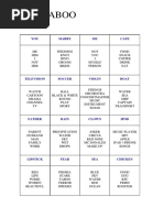 Free Printable Taboo Game Cards | PDF