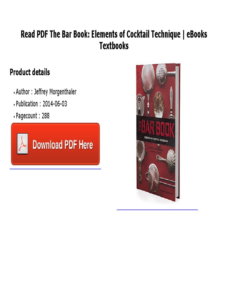 The Bar Book Elements of Cocktail Technique | PDF | Intellectual Works ...