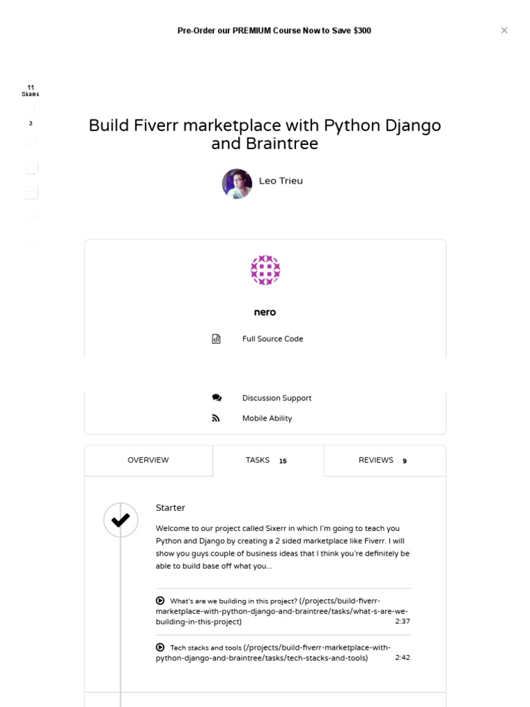 Build Fiverr Marketplace With Python Django and Braintree - Code4Startup | PDF | Databases ...