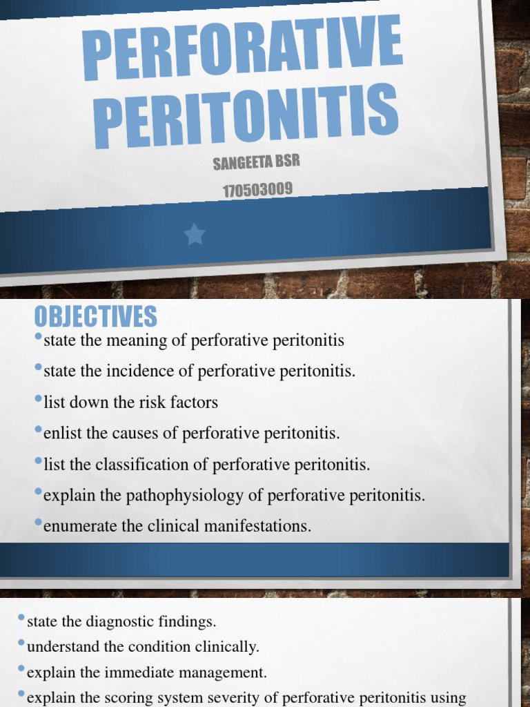 Perforative Peritonitis Ppt | Peritoneum | Surgery