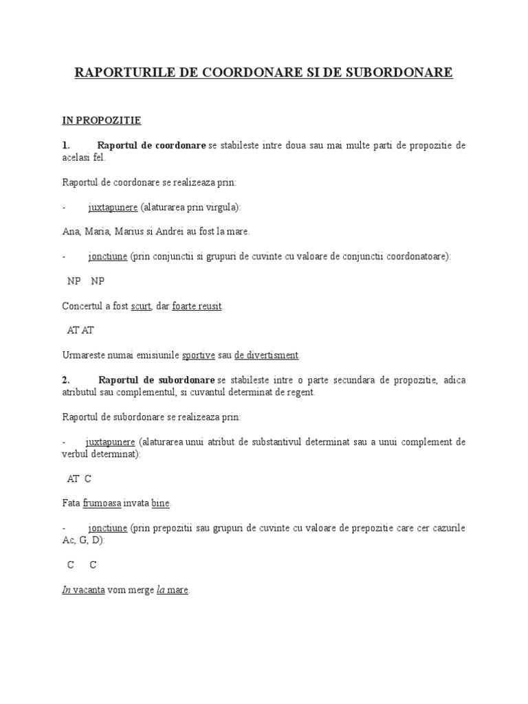 Raporturile de Coordonare Si de Subordonare | PDF