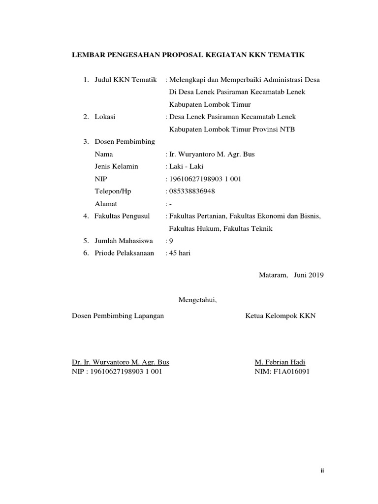 Luaran Proposal KKN Tematik Desa Lenek | PDF | Karier & Perkembangan